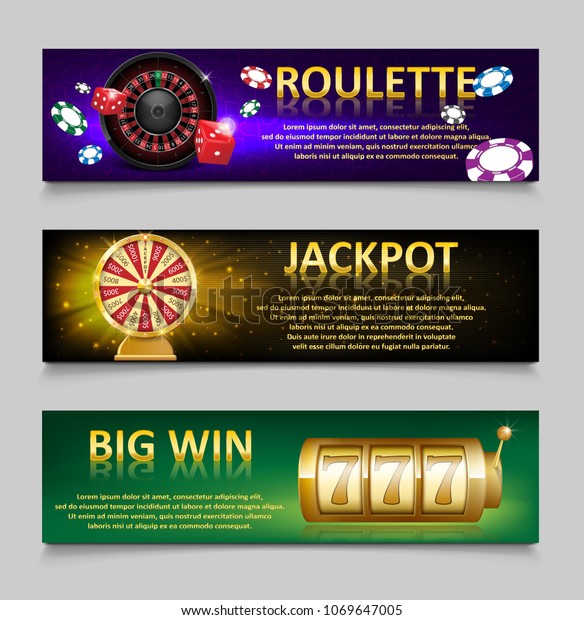 Gambling Banners Roulette Wheel Casino Chips Stock Vector (Royalty Free ...