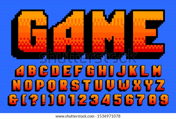 Game Alphabet Font 3d Pixel Letters Stock Vector (Royalty Free ...