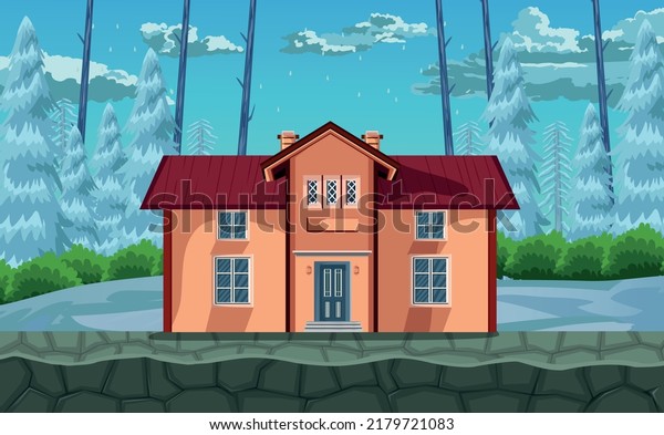 Vektor Stok Game Background Cartoon Vector House Icy (Tanpa Royalti ...