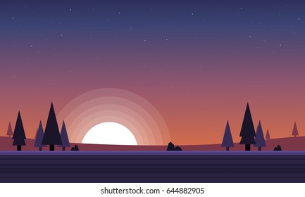 Game Background Scenery Sunset Stock Vector (Royalty Free) 644882905 ...