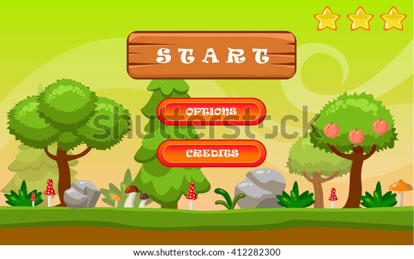 Game Background Vector Illustration Cartoon Style: เวกเตอร์สต็อก (ปลอด ...