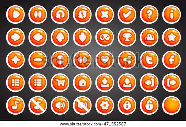 Game Buttons Cartoon Style 2d Game Stock Vector (Royalty Free) 471552587