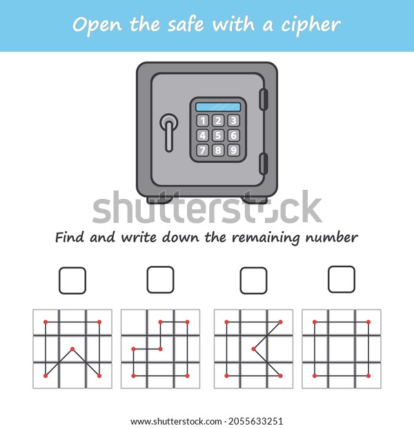 Game Children Open Safe Cipher Cross Stock Vector (Royalty Free) 2055633251