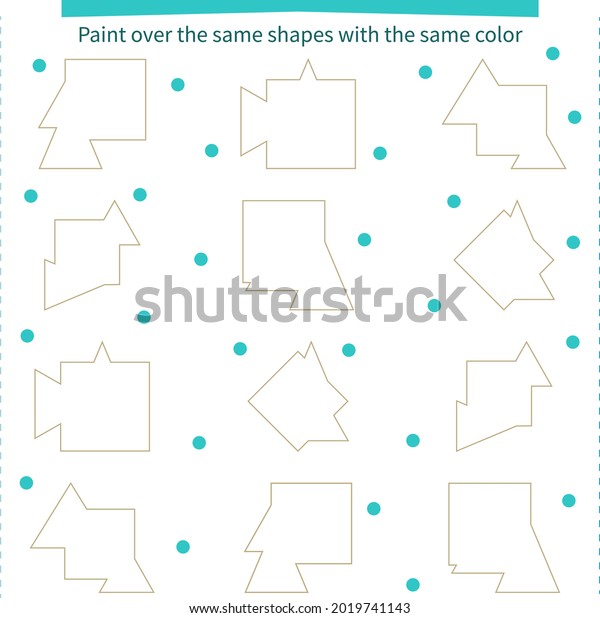 Game Children Paint Over Same Shapes Stock Vector (Royalty Free ...