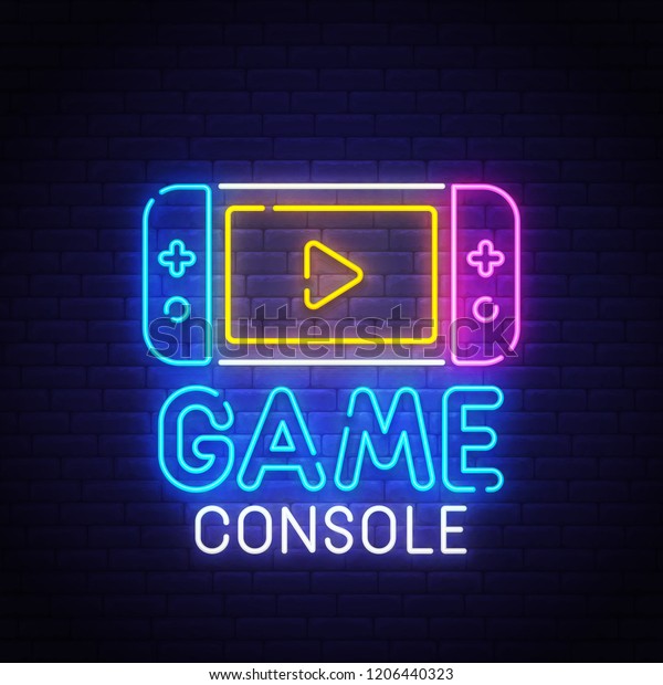 Game Console Neon Sign Bright Signboard Stock Vector (Royalty Free ...