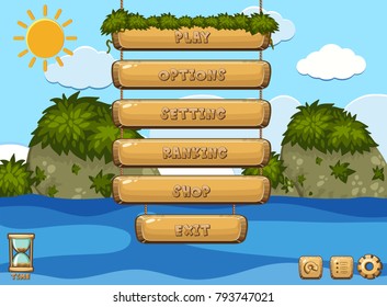 Computer Screen Template Game Different Menu Stock Vector (Royalty Free ...