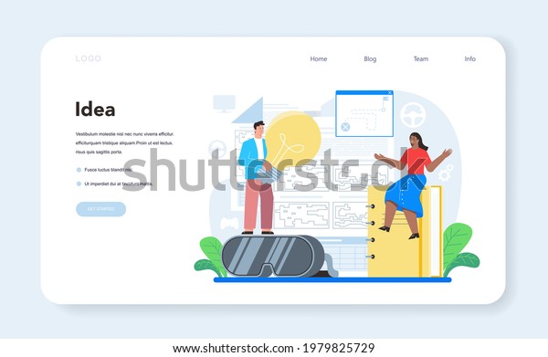 Game Development Web Banner Landing Page Stock Vector (Royalty Free ...