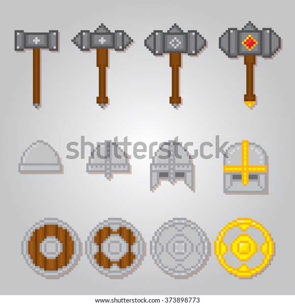 Game Elements Weapons Pixel Art Old Stock Vector (Royalty Free ...