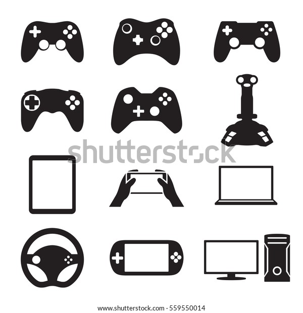 Game Icons Set Black On White Stock Vector (Royalty Free) 559550014