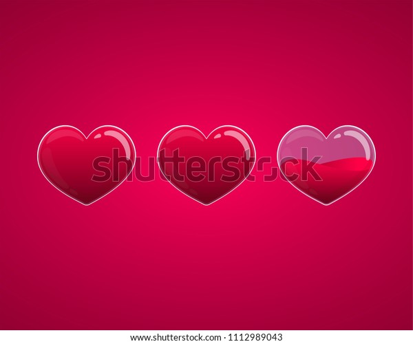 Game Interface Red Health Hearts Liquid: vector de stock (libre de ...