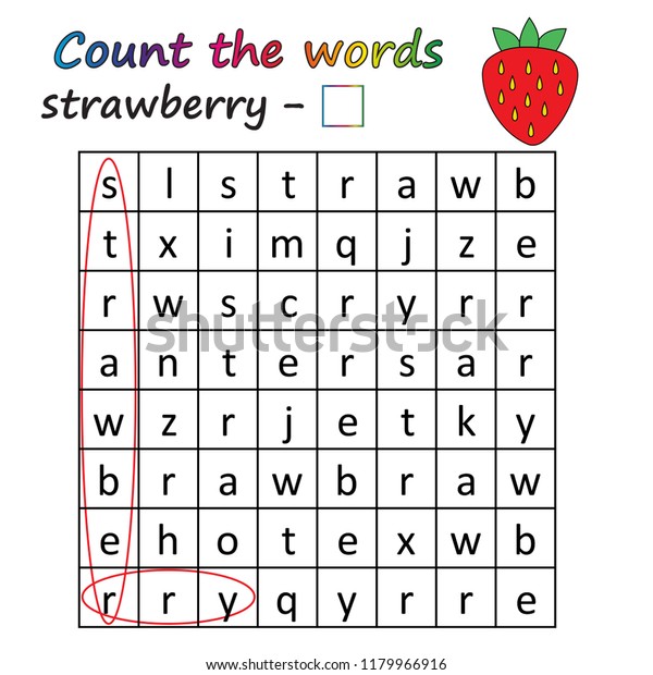 Game Kids Find Count Words Worksheet Stock Vector (Royalty Free ...