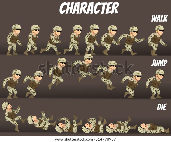 Game Kits Adventure Character Sprite Soldier Stock Vector (Royalty Free ...
