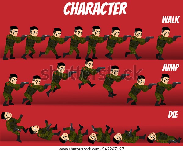 Game Kits Adventure Character Sprite Soldier Stock Vector (Royalty Free ...