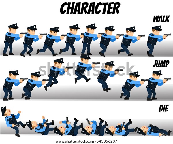 Game Kits Adventure Character Sprite Police Stock Vector (Royalty Free ...