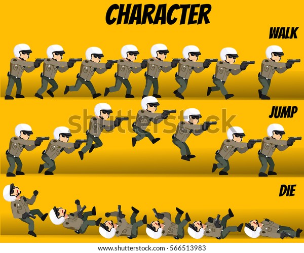 Game Kits Adventure Character Sprite Police Stock Vector (Royalty Free ...