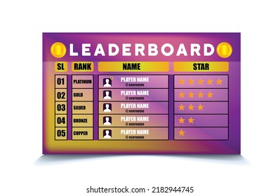Game Leader Board Elegant Unique Vector Stock Vector (Royalty Free ...