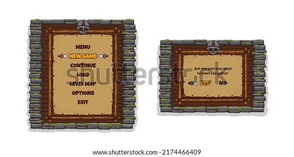 Game Menu Frame Buttons Medieval Helmet Stock Vector (Royalty Free ...