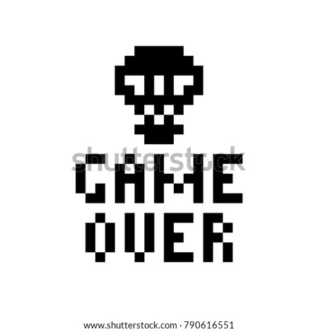 Game Over Black Pixel Skull On Stock Vector (Royalty Free) 790616551 ...