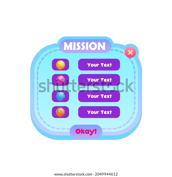 Game Pop Window Mission Ui Blue Stock Vector (Royalty Free) 2049944612 ...