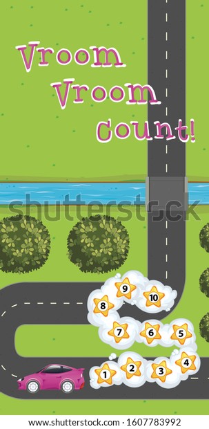Game Template Car Numbers On Road Stock Vector (Royalty Free ...