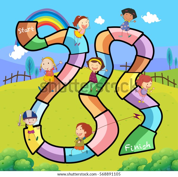 Game Template Kids Playing Park Illustration Stock Vector (Royalty Free ...