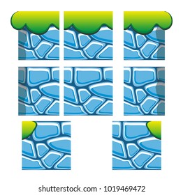 Game Tile Set Background Contains Grass Stock Vector (Royalty Free ...
