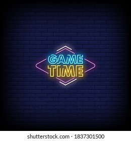 Game Time Neon Signs Vector Illustration Stock Vector (Royalty Free ...