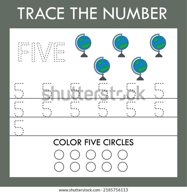 Game Tracing Outlines Number Five Globes Stock Vector (Royalty Free ...