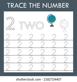 Game Tracing Outlines Number Two Globe Stock Vector (Royalty Free ...