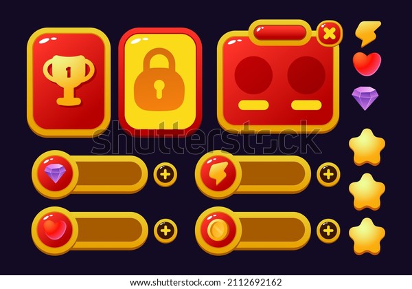 Vektor Stok Game Ui Buttons Cartoon Menu Interface (Tanpa Royalti) 2112692162 | Shutterstock