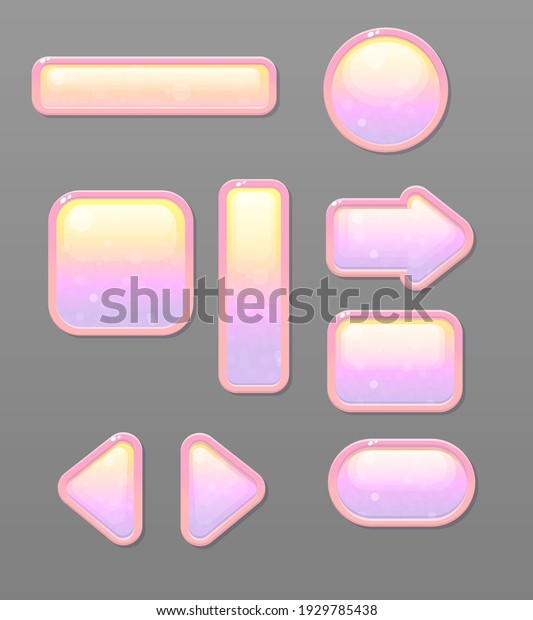 Game Ui Buttons Set Pink Yellow Stock Vector (Royalty Free) 1929785438