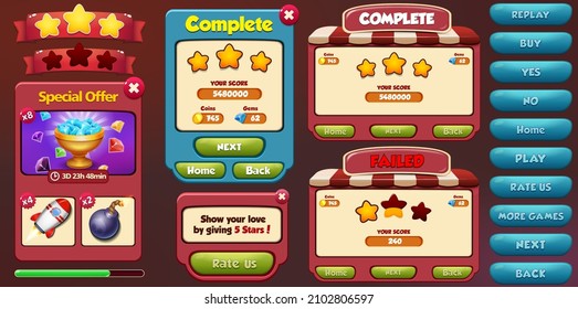 Game Ui Kit Menus Pop Screens: เวกเตอร์สต็อก (ปลอดค่าลิขสิทธิ์ ...