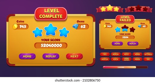 Game Ui Kit Menus Pop Screens Stock Vector (Royalty Free) 2102806750 ...