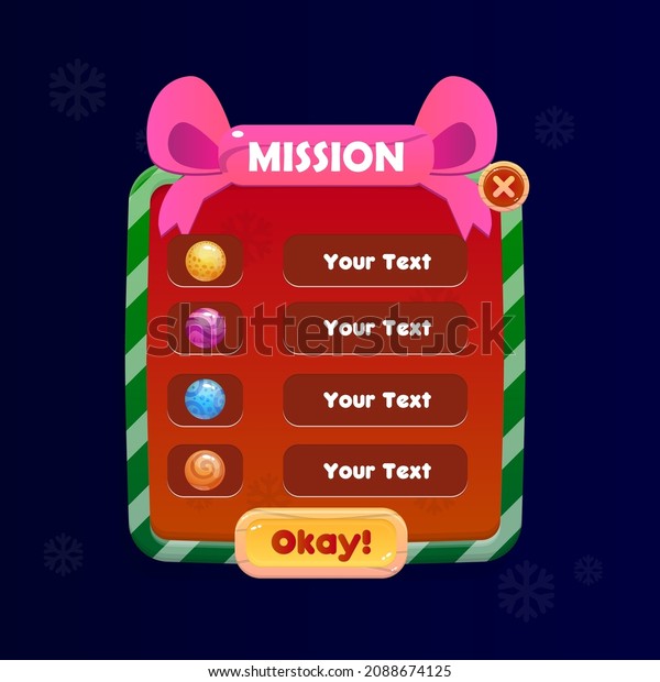 Game Ui Mission Pop Window Christmas Stock Vector (Royalty Free ...