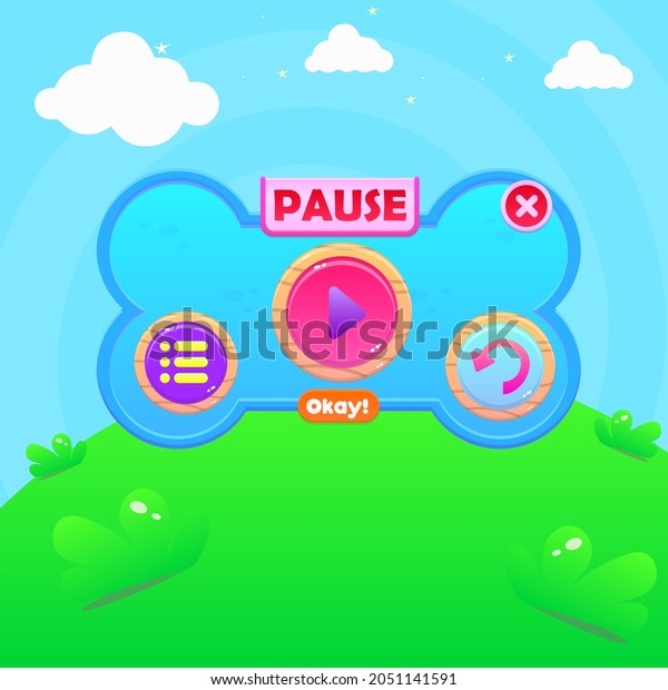 Game Ui Pause Window Pop Blue Stock Vector (Royalty Free) 2051141591 ...