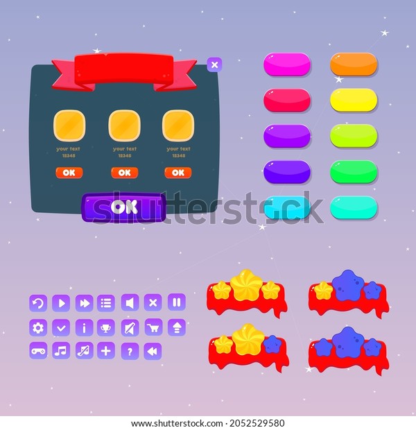Game Ui Pop Window Cartoon Purple Stock Vector (Royalty Free ...