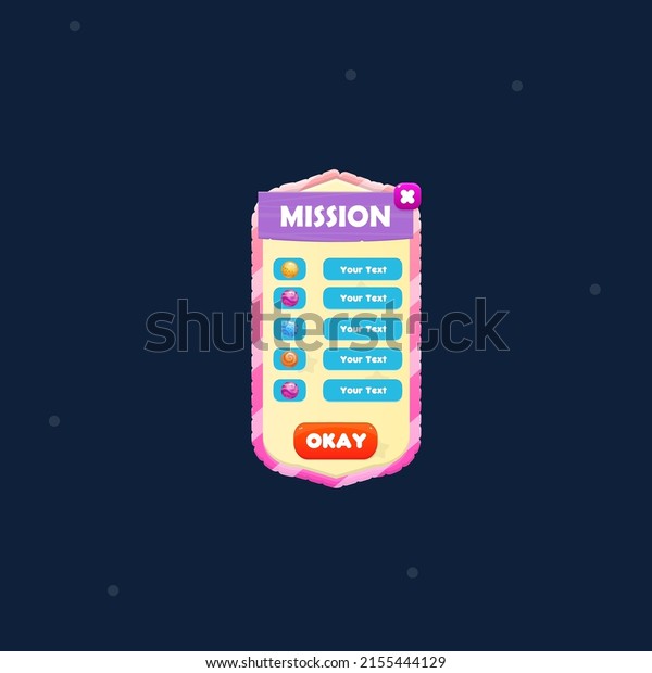 Vektor Stok Game Ui Pop Window Mission Wooden (Tanpa Royalti ...