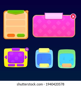 Game Ui Pop Windows Set Colorful Stock Vector (Royalty Free) 1940420578 ...