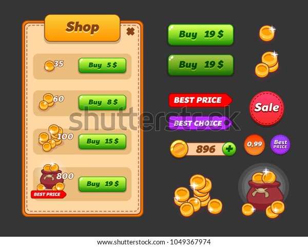 Game Ui Set Sop Popup Set Stock Vector (Royalty Free) 1049367974