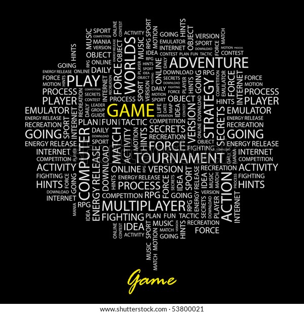 Game Word Collage On Black Background Stock Vector (Royalty Free ...
