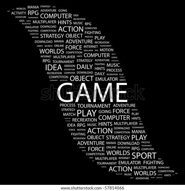 Game Word Collage On Black Background Stock Vector (Royalty Free ...