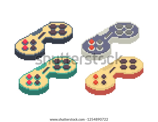 Gamepad Pixel Art Set Joystick 8bit Stock Vector (Royalty Free) 1254890722