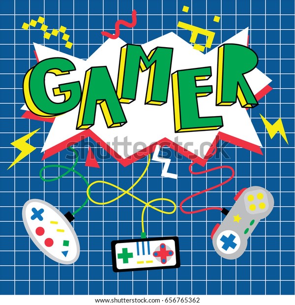 Gamer Background Cute Card Colorful Retro Stock Vector (Royalty Free ...