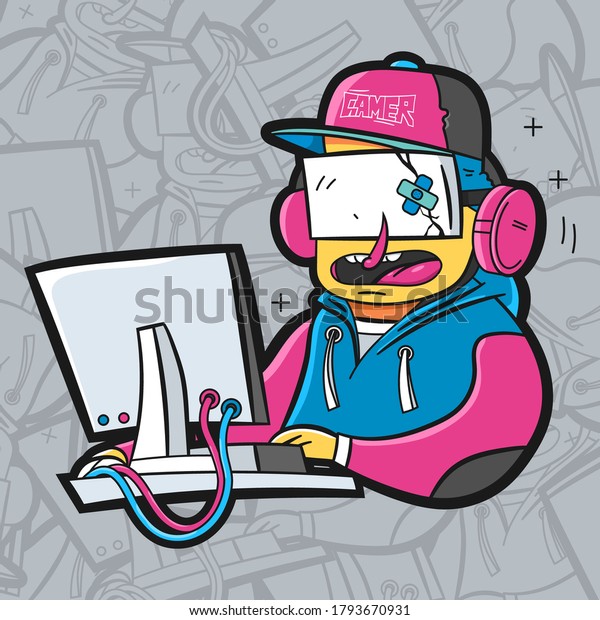 Gamer Vector Cartoon Character Isolated On Stock Vector (Royalty Free ...