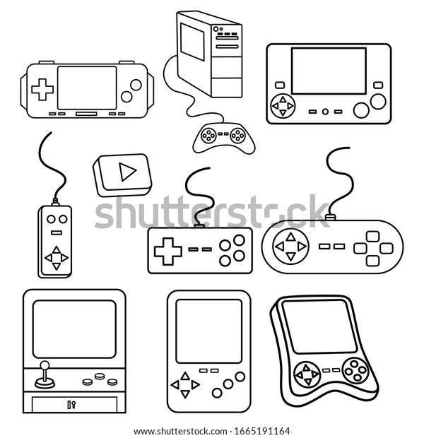 Gaming Console Doodle Hand Drawn Style Stock Vector (Royalty Free ...