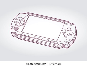 Gaming Device Line Art Style Print Stock Vector (Royalty Free ...