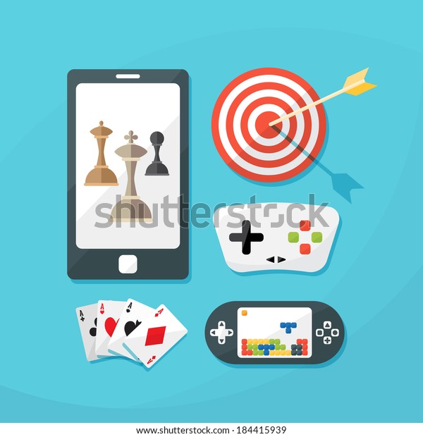 Gaming Flat Icons Stock Vector (Royalty Free) 184415939 | Shutterstock