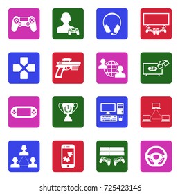 Gaming Icons White Flat Design Square Stock Vector (Royalty Free ...