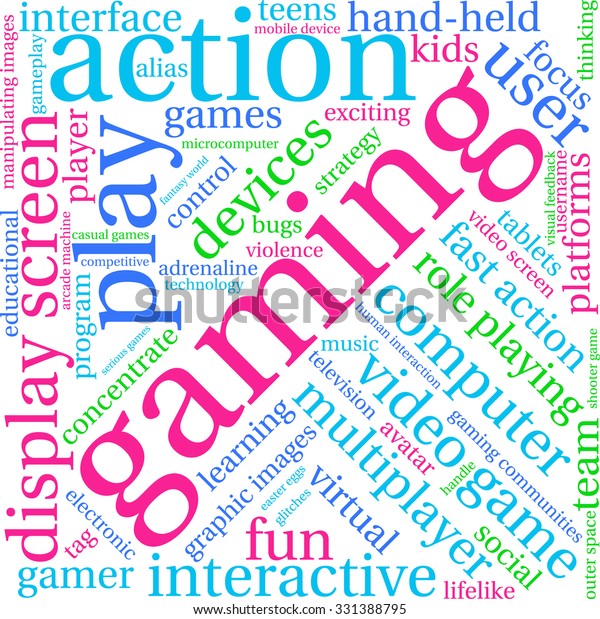 Gaming Word Cloud On White Background Stock Vector (Royalty Free ...