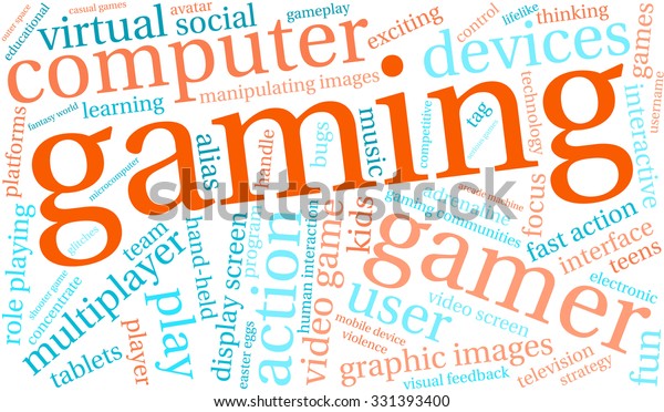 Gaming Word Cloud On White Background Stock Vector (Royalty Free ...